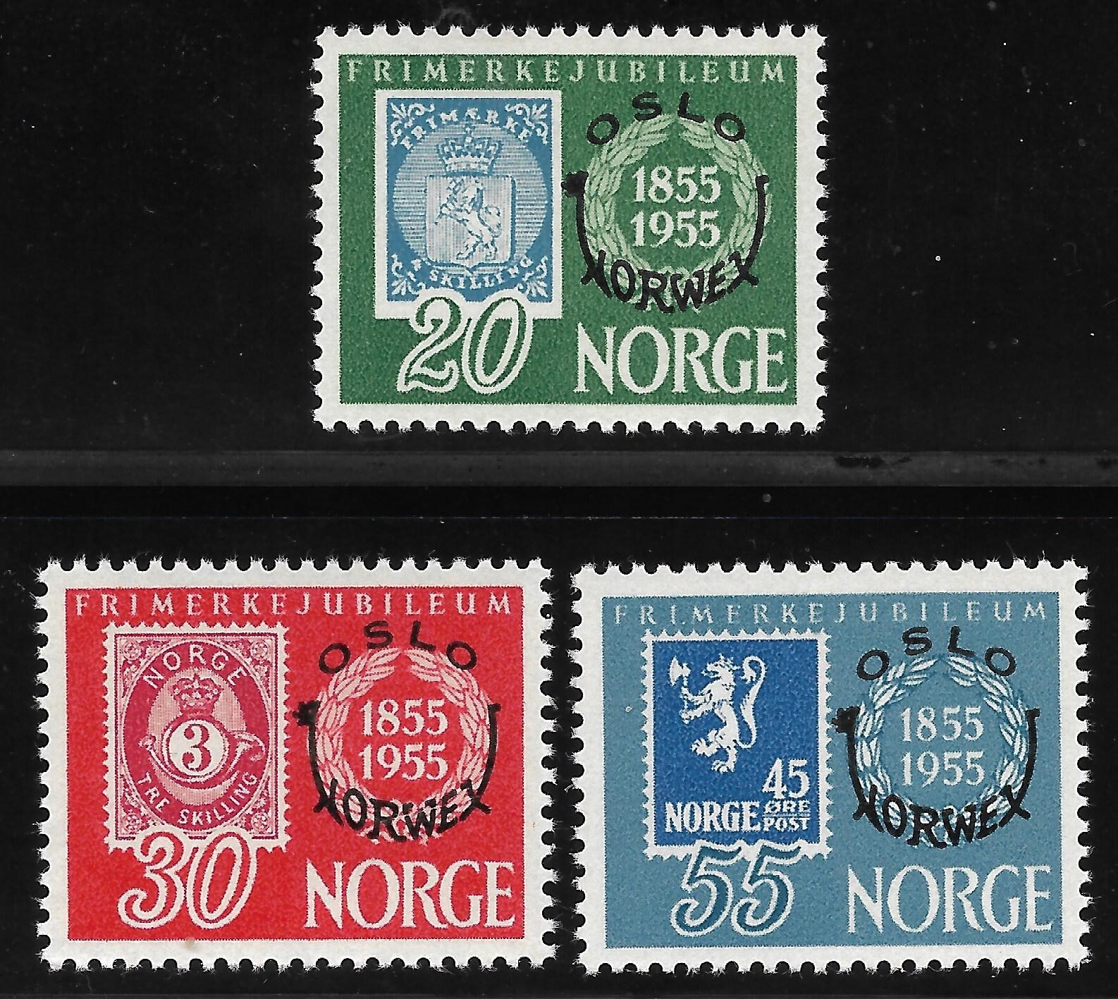 XF-S MNH 1955 Norway Oslo Overprints, Sct #340** to #342** | Europe ...