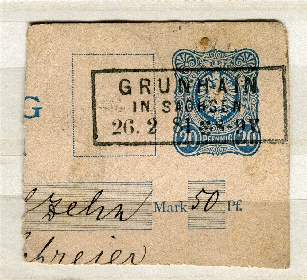 GERMANY GRUNHAIN ; 1881 early classic 20pf fine used Postmark PIECE | Europe - Germany ...