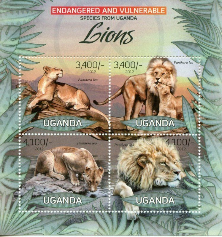 Uganda MNH S/S Lions 2012 4 Stamps | Africa - Uganda, Stamp / HipStamp