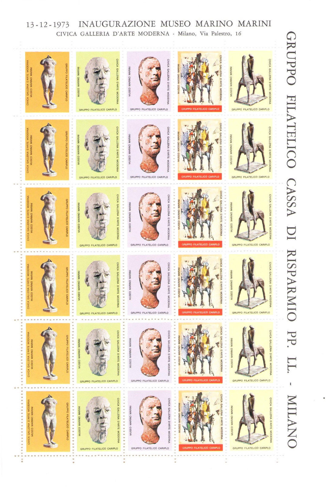 1973 Inauguration of the Marino Marini Museum, Minifoglio New ...