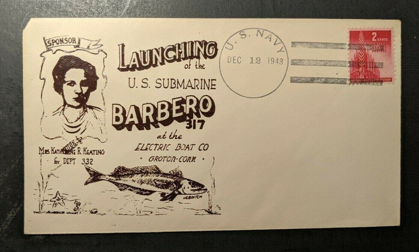 1943 USS Barbero Launching Submarine Navy Cover US Navy Cancel | United ...