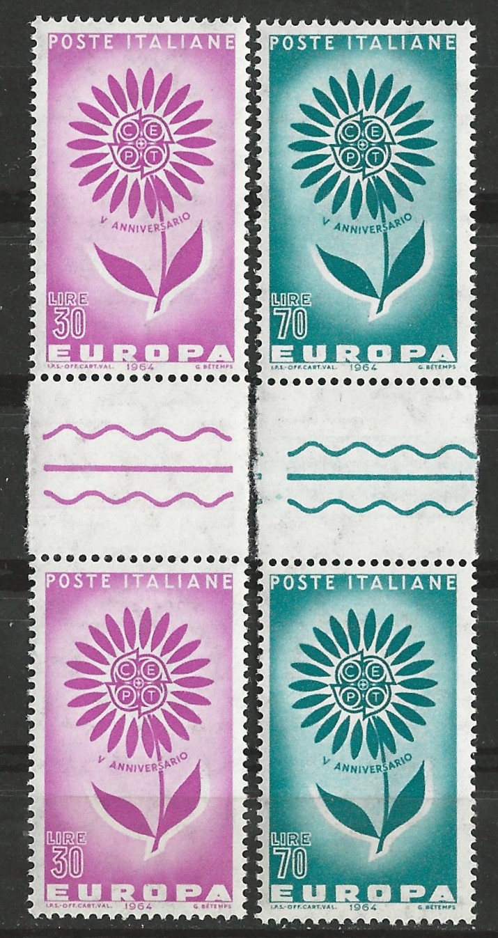 Italy # 894-95 Europa 1964 GUTTER PAIRS (2) Mint NH | Europe - Italy ...