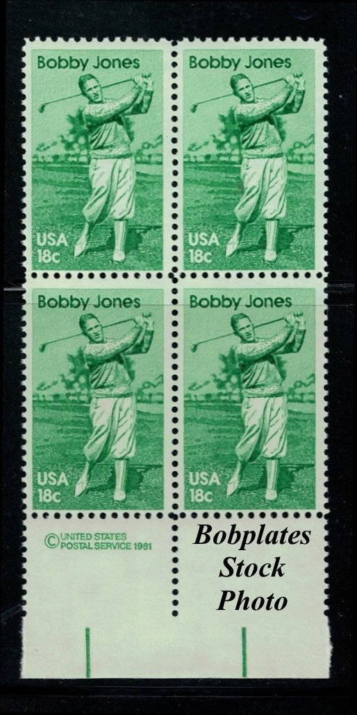 BOBPLATES #1933 Bobby Jones Copyright Block F-VF NH ~ See Details for ...