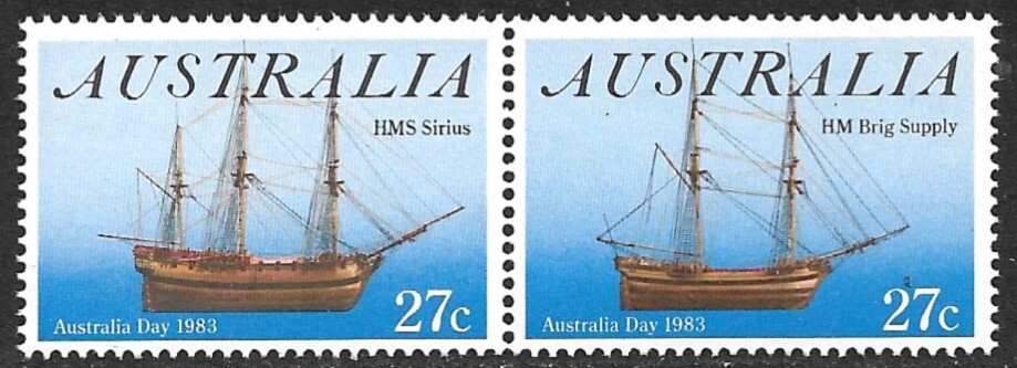 AUSTRALIA 1983 Australia Day Ships Set Sc 861-862 as 862a MNH ...