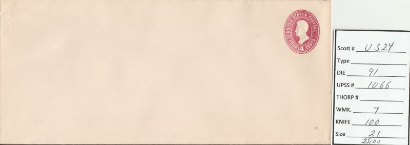 Scott# U324 Die 91 UPSS# 1066 1 US envelope . | United States, Postal ...