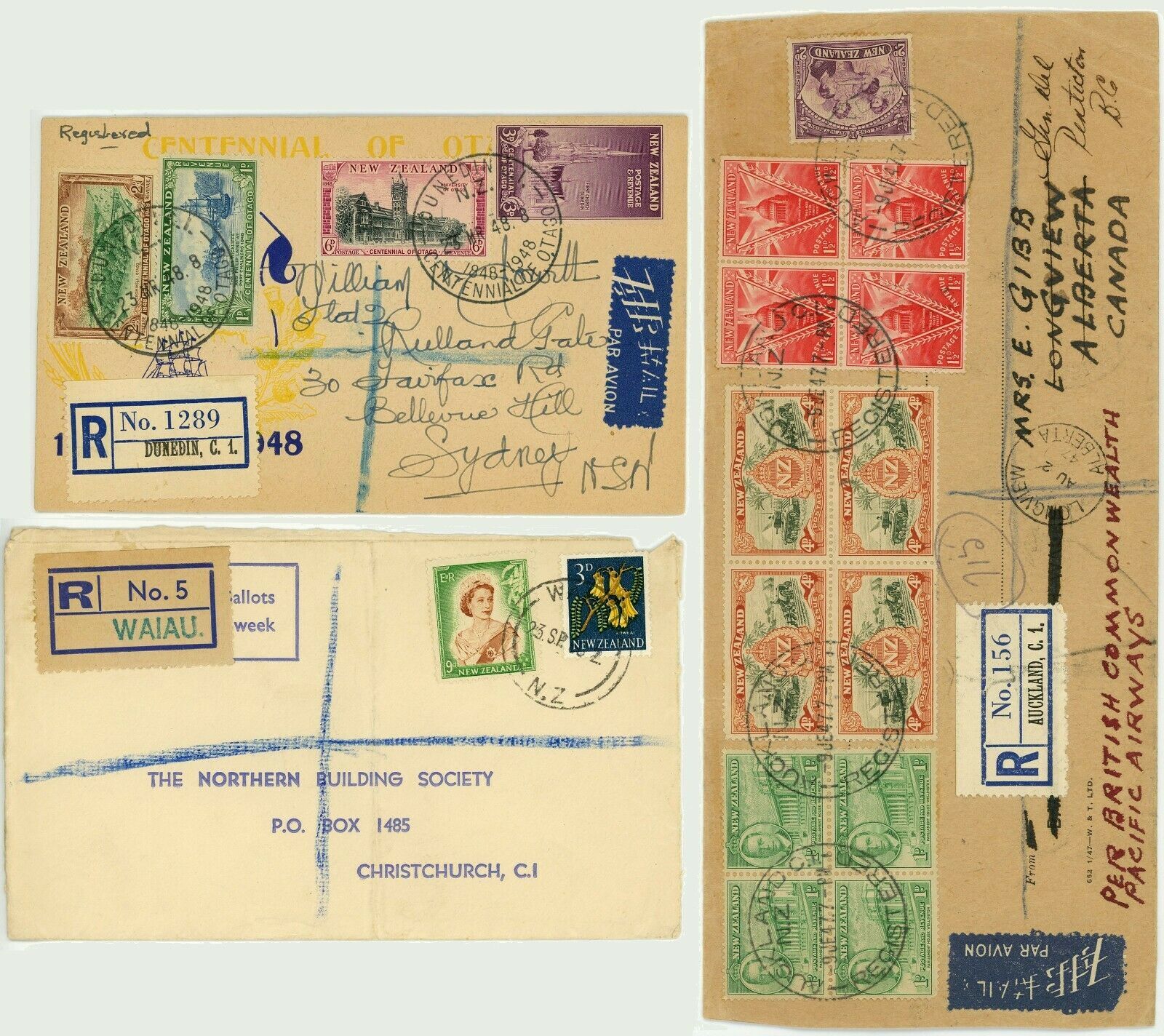 New Zealand Airmail Registered Cover Postage Stamp Collection ...