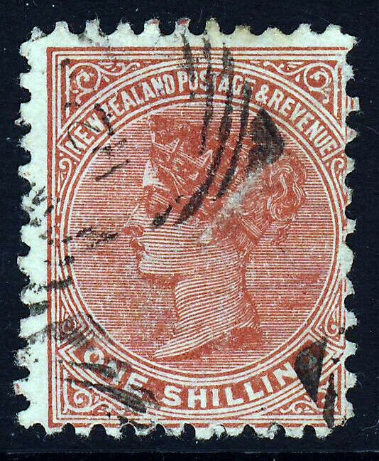NEW ZEALAND QV 1897 1s. Red-Brown Perf. 11 Watermark NZ Star W12b SG ...