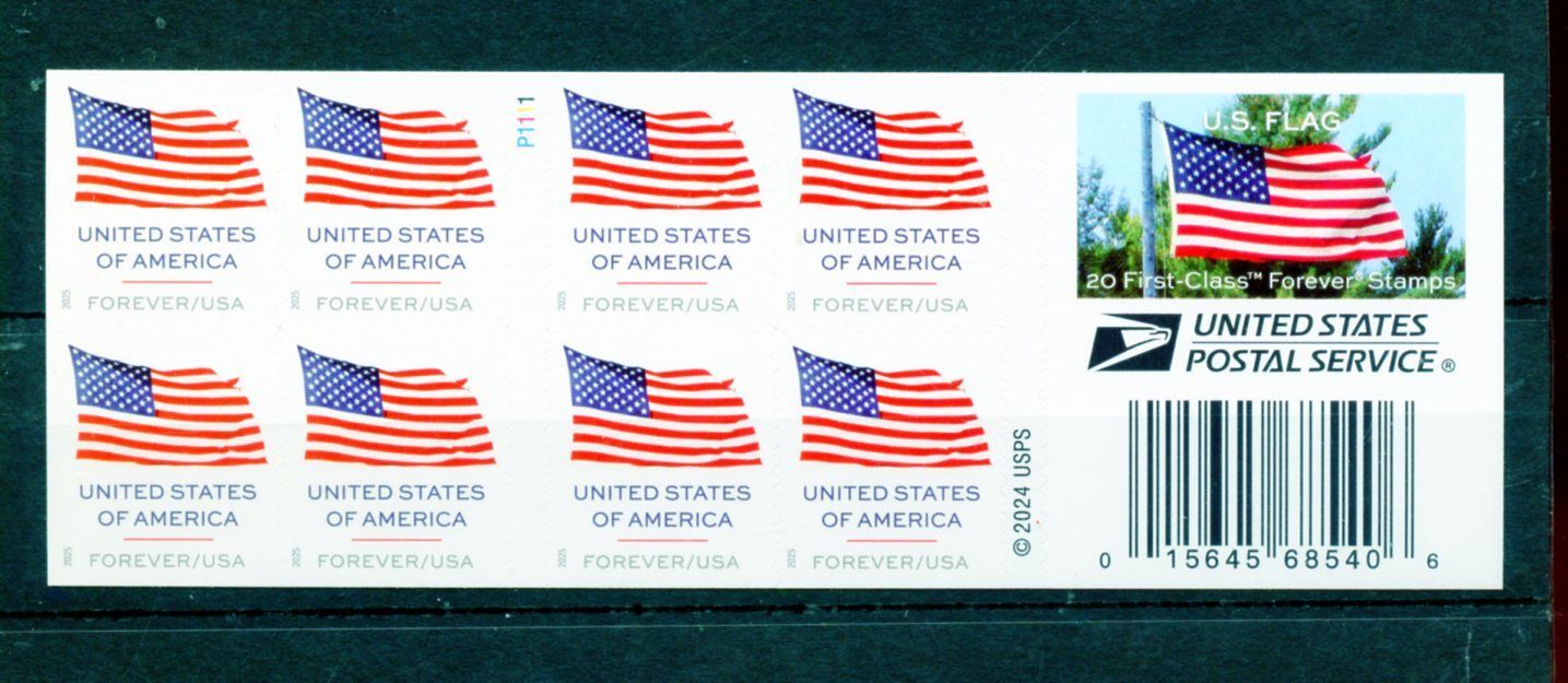 United States 2025 Flag Complete Booklet of 20 Forever Stamps Mint NH ...