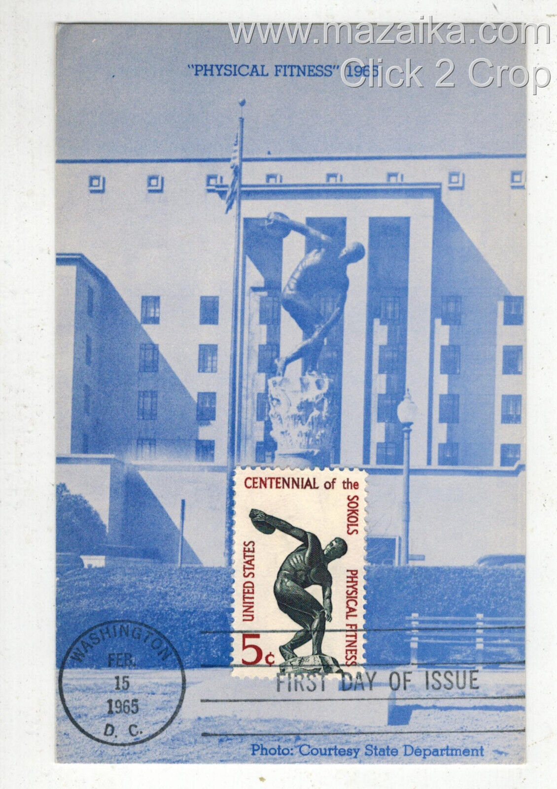 1965 Scarce Postcard FDC 1262 Centennial of Sokls Physical Fitness ...