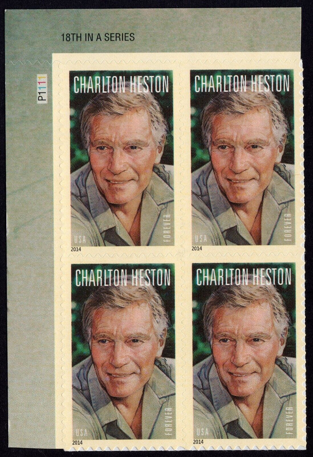 Scott #4892 Charlton Heston Plate Block of 4 Forever Stamps - MNH ...