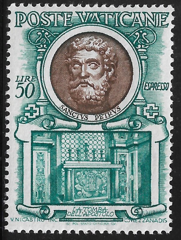 Vatican City Stamp - #E13/SD6 50 l Blue Green & Dark Brown OG Mint/LH ...