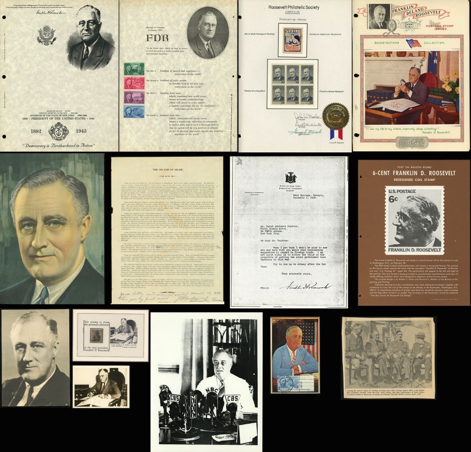 Franklin D Roosevelt US President Memorabilia Collection Stamps ...