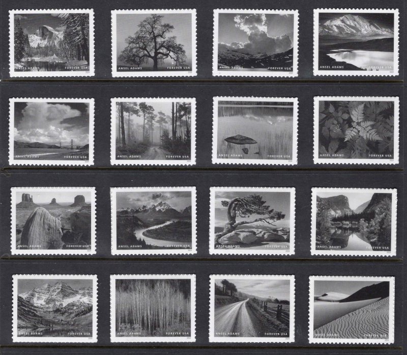 USA 5854 a-p Mint (NH) Ansel Adams Complete Set of 16 Forever Stamps ...