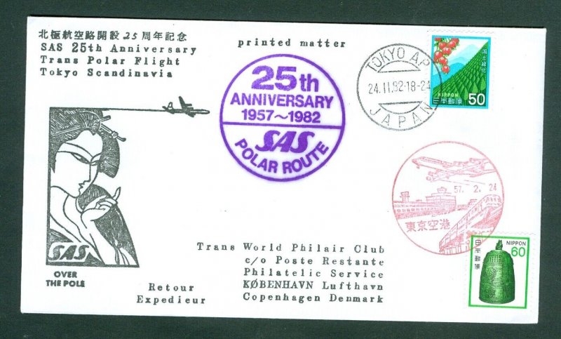Japan. Flight Cover 1982. SAS DC-10. SAS Polar Route 25 Year. Multi ...