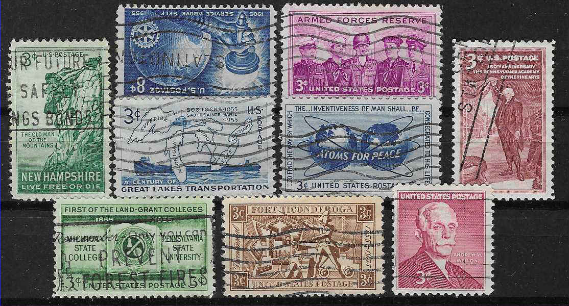 PCBstamps 1955 Commemorative Year Set (1064-1072) 9 var, Used, (6 ...