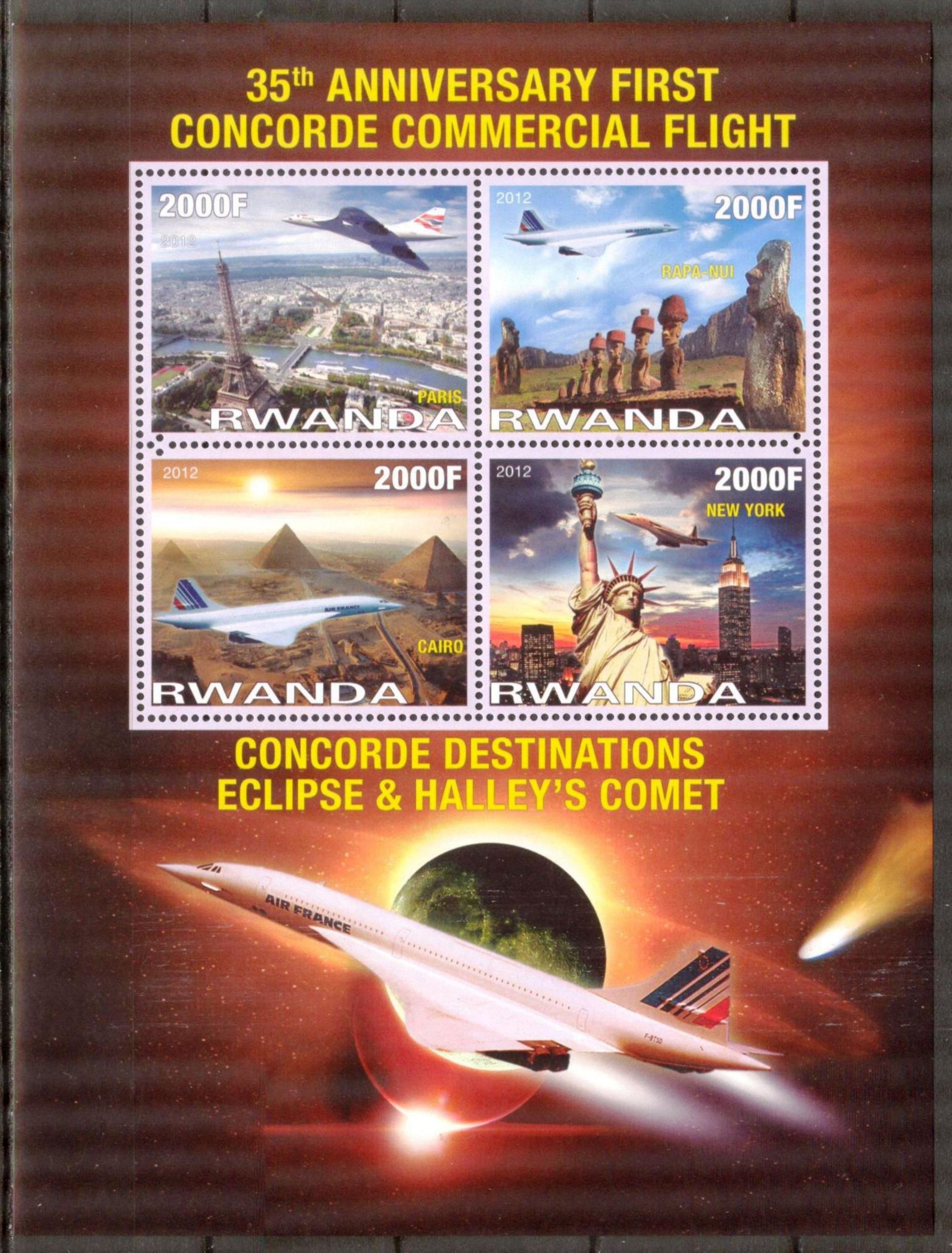 Rwanda 2012 Aviation Concorde First Flight 35 Years Sheet MNH | Africa - Rwanda, General Issue ...