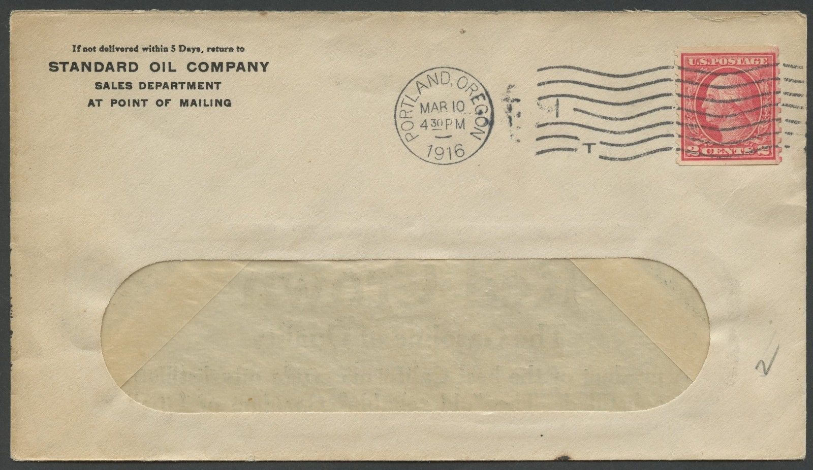 1916 STANDARD OIL Co ADVT WINDOW COVER FULL BACK ILLUST "RED CROWN" VF ...