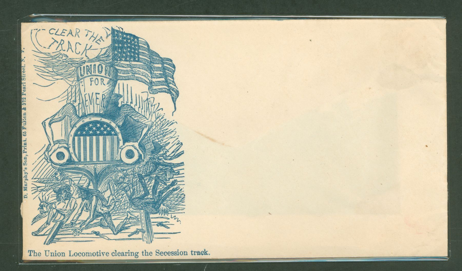 US Patriotic cover Circa 1862 Caricature of a locomotive with US flag ...