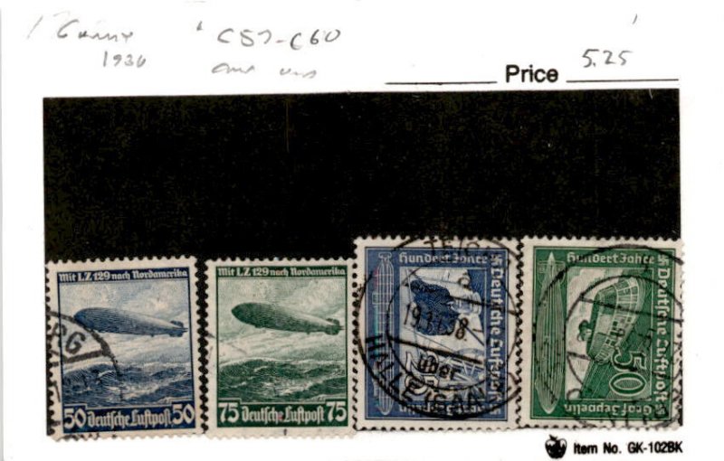 Germany, Postage Stamp, #C57-C60 Used, 1936 Air Post, Hindenburg (AC ...
