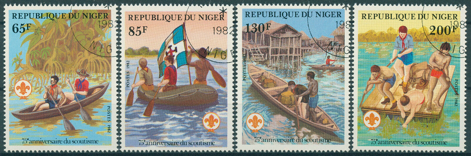 Niger 1982 CTO Scouting Stamps Boy Scouts 75th Anniversary Boats 4v Set ...
