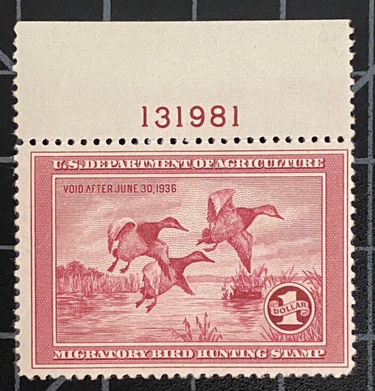 US Stamps-SC# RW2 - Duck Stamp - MNH - Plate Single - CV $700.00 ...