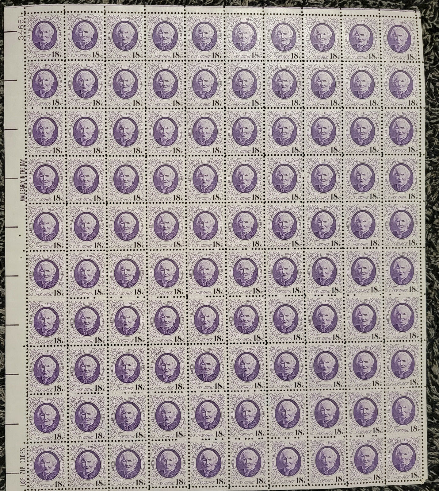 US #1399, 18¢ Elizabeth Blackwell (Medical Physician) Sheet of 100 ...
