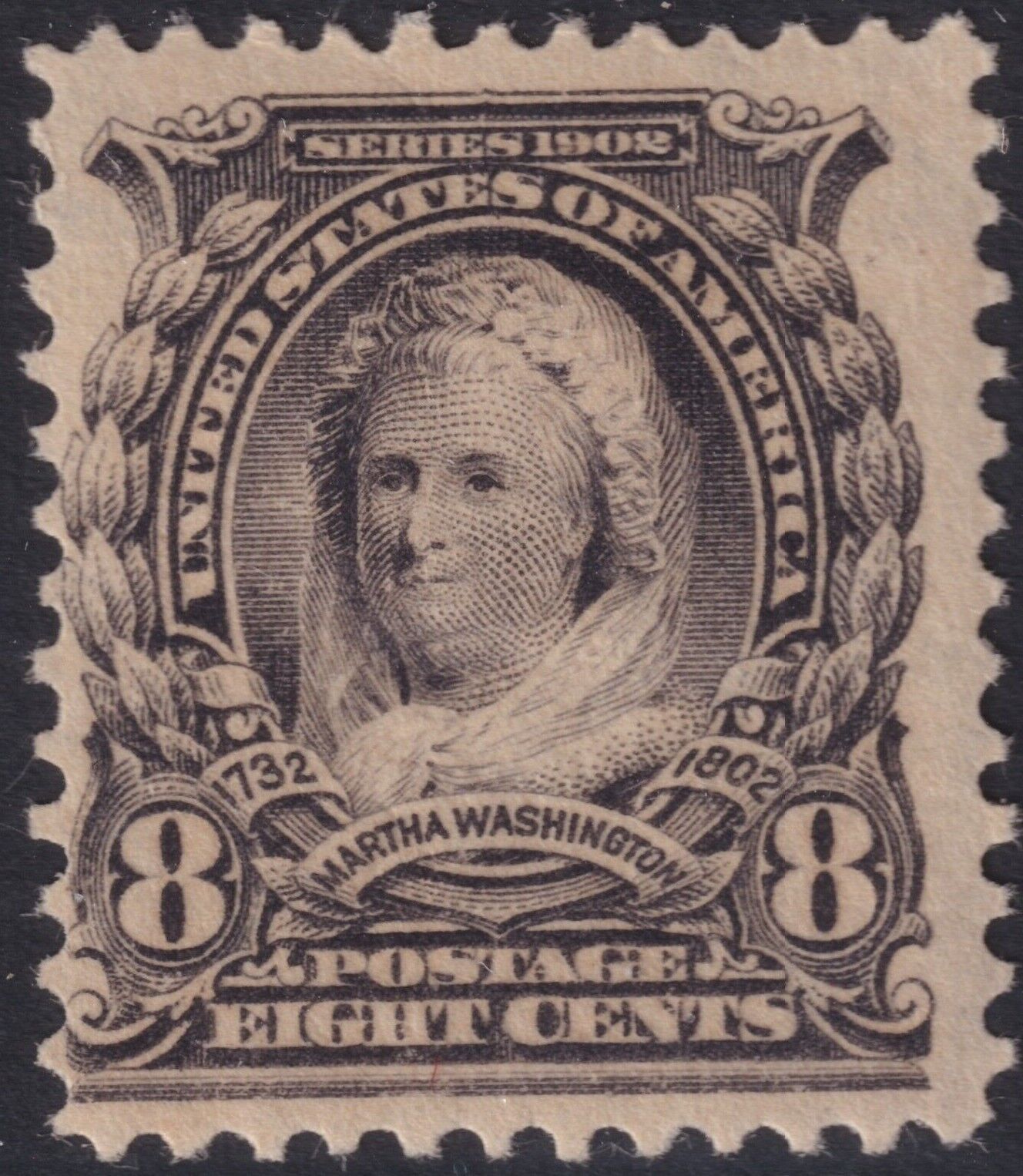Sc# 306 U.S. 1902 - 1903 "Martha Washington" 8¢ issue MLH CV $45.00 ...