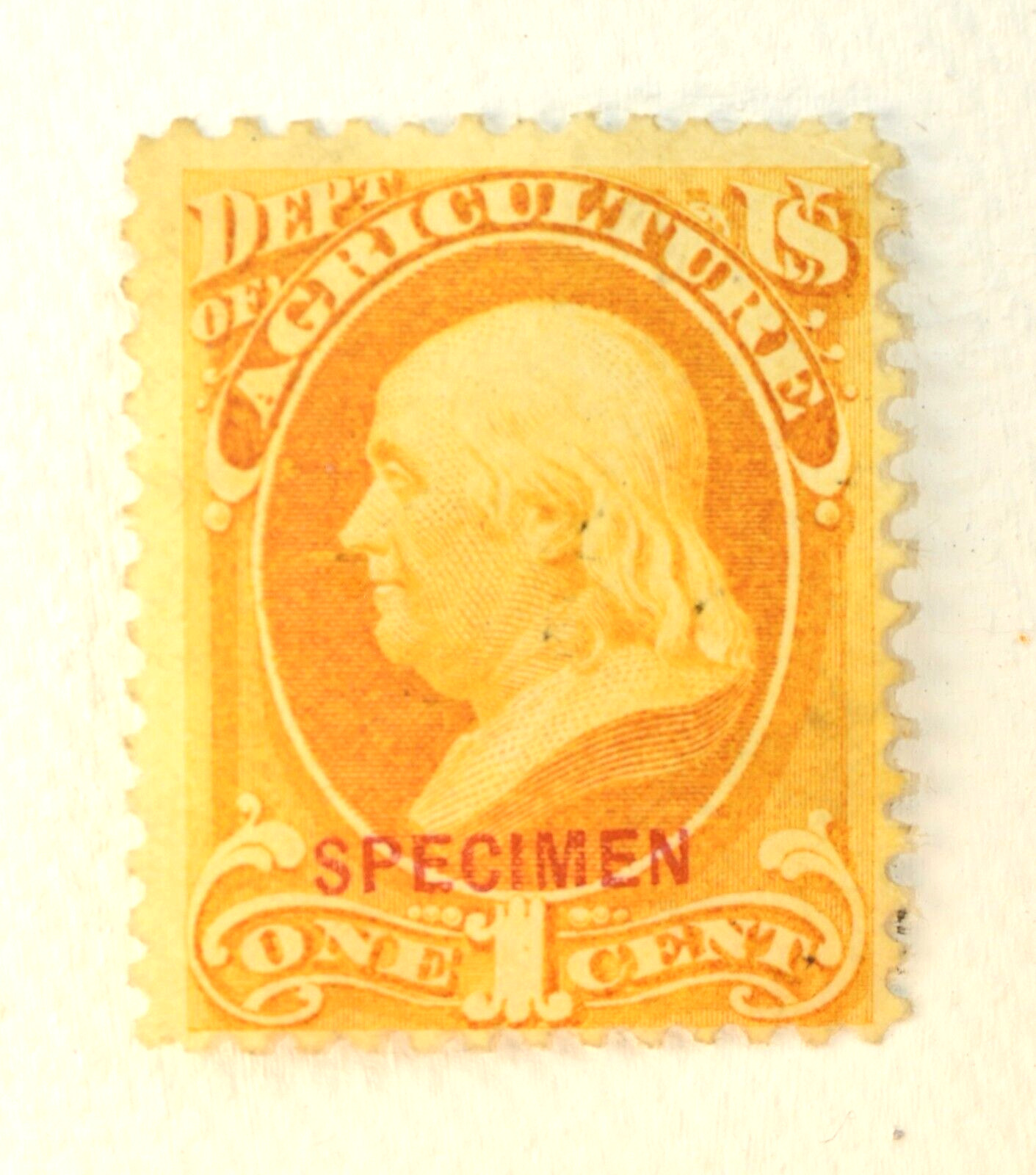 US Stamp Scott #O1S Franklin 1c Department of Agriculture Specimen MH ...