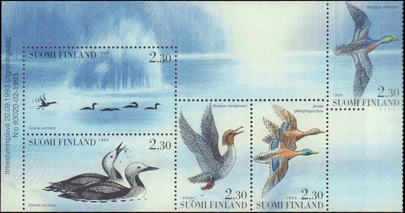 Finland #925a, Complete Set, Bklt Pane of 5, 1993, Birds, Never Hinged ...