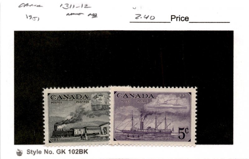 Canada, Postage Stamp, #311-312 Mint NH, 1951 Train, Steamship (AC ...