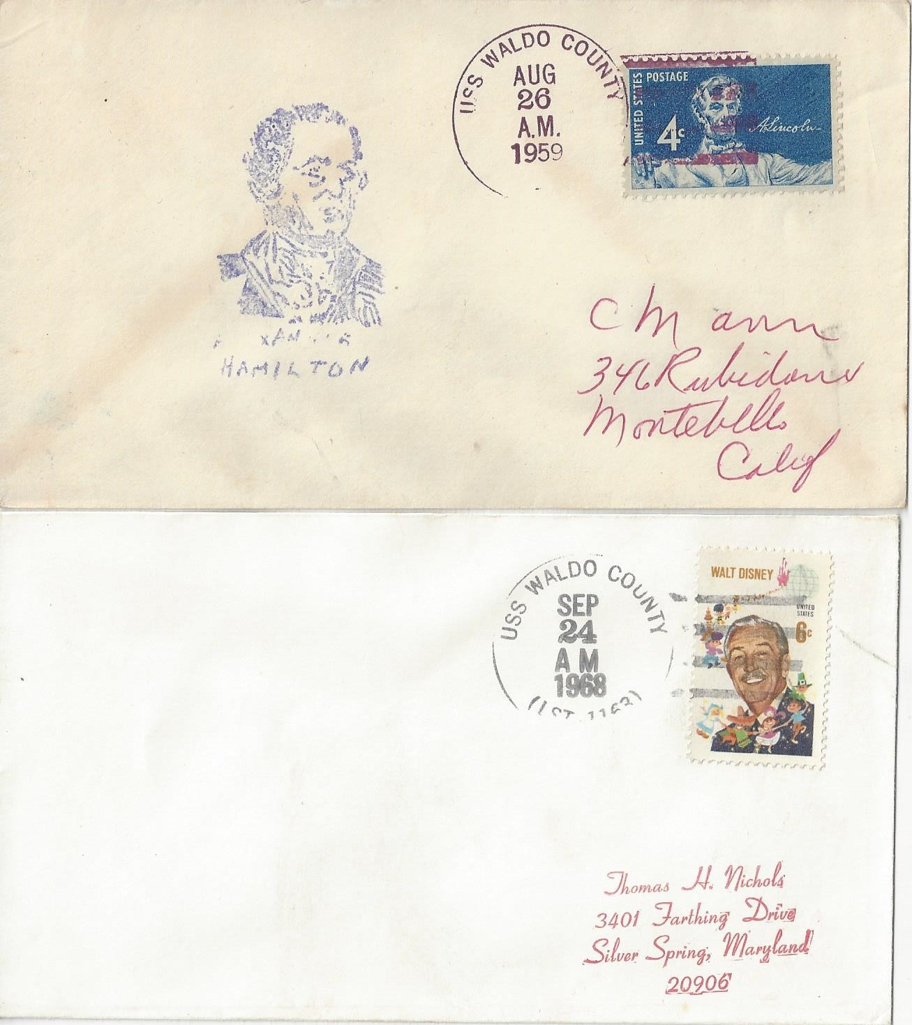 US Naval Covers USS Waldo County LST 1163 1959 & 1968 | United States ...