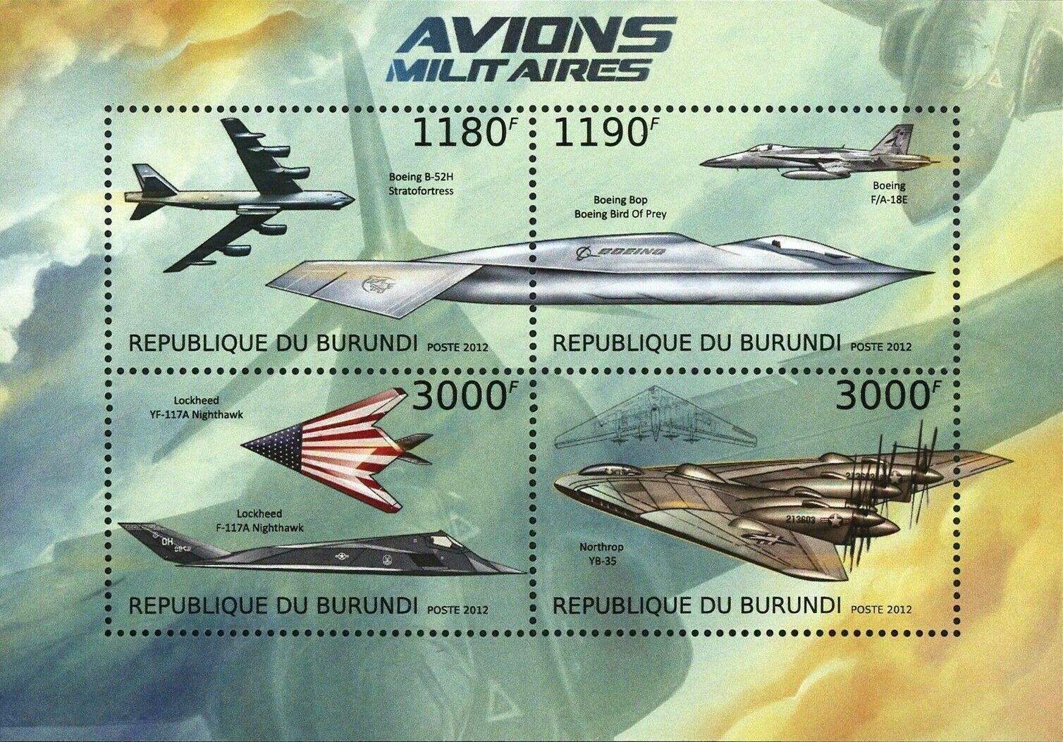 Military Aircraft Stamp Boeing B-52H Stratofortress Boeing Bop S/S MNH ...