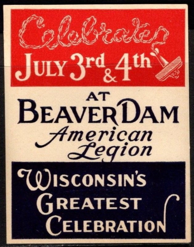 Vintage US Poster Stamp American Legion Celebrates July 3rd & 4th At ...