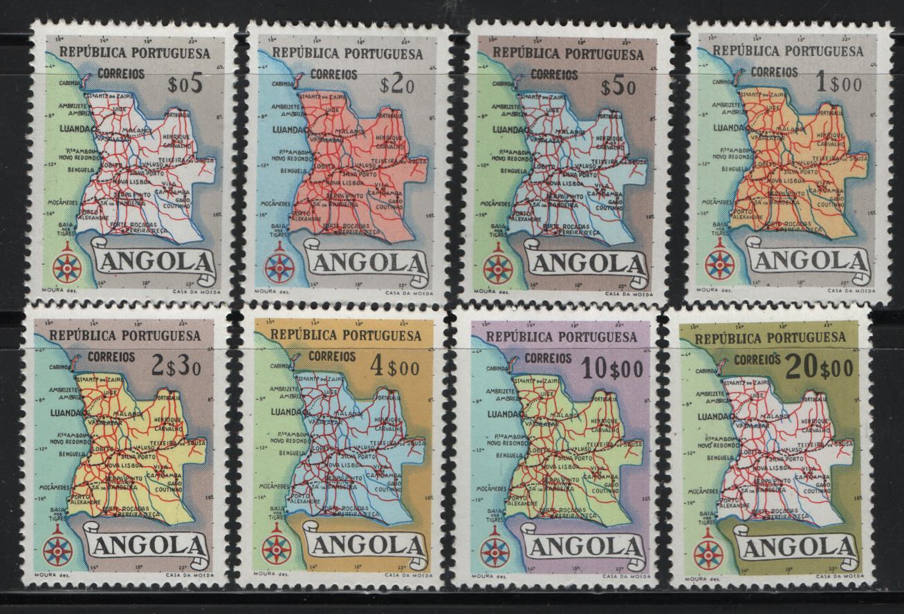 Angola 386-393 MNH MAP of Angola SET of 8, 1955 | Africa - Angola ...