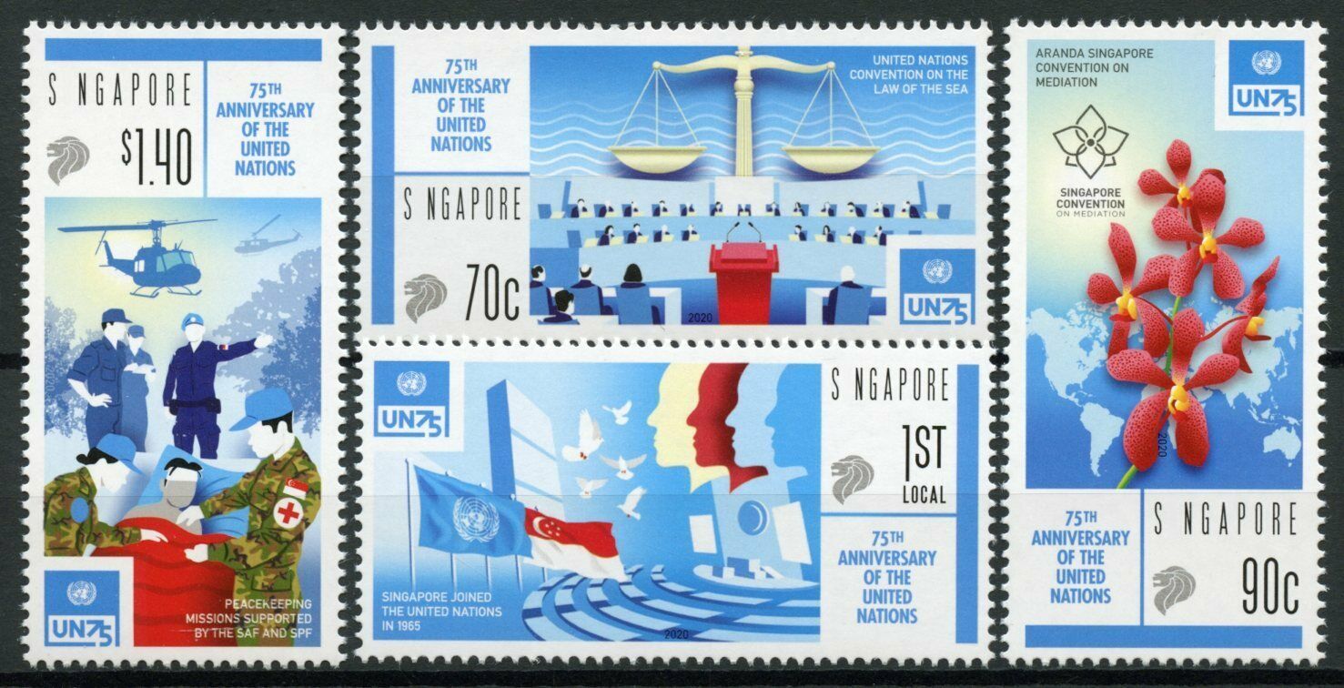 Singapore UN Stamps 2020 MNH United Nations 75 Years UN75 Flags 4v Set ...