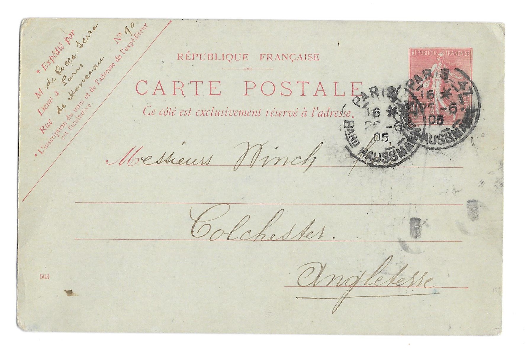 France 10c Sower 1905 Postal Stationery Card Paris Baron Haussmann ...