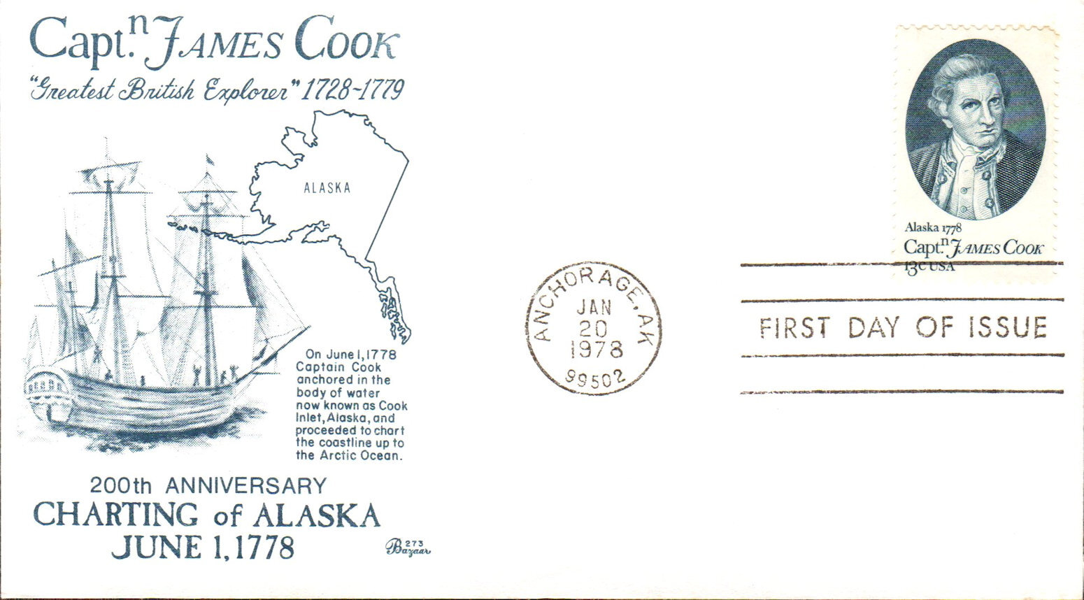 #1732 Captain James Cook Bazaar FDC | United States, General Issue ...