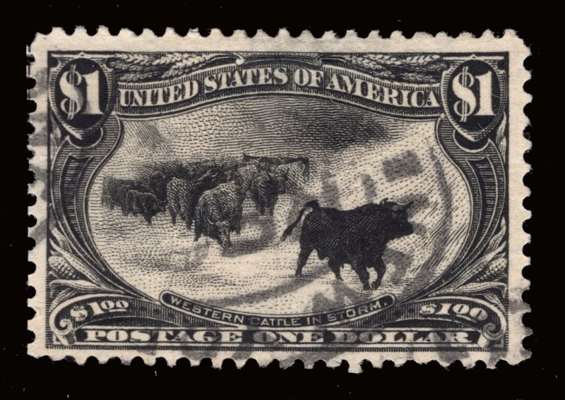 US Stamps # 292 1898 $1 Trans-Miss Used $700 LOT #12873 | United States ...