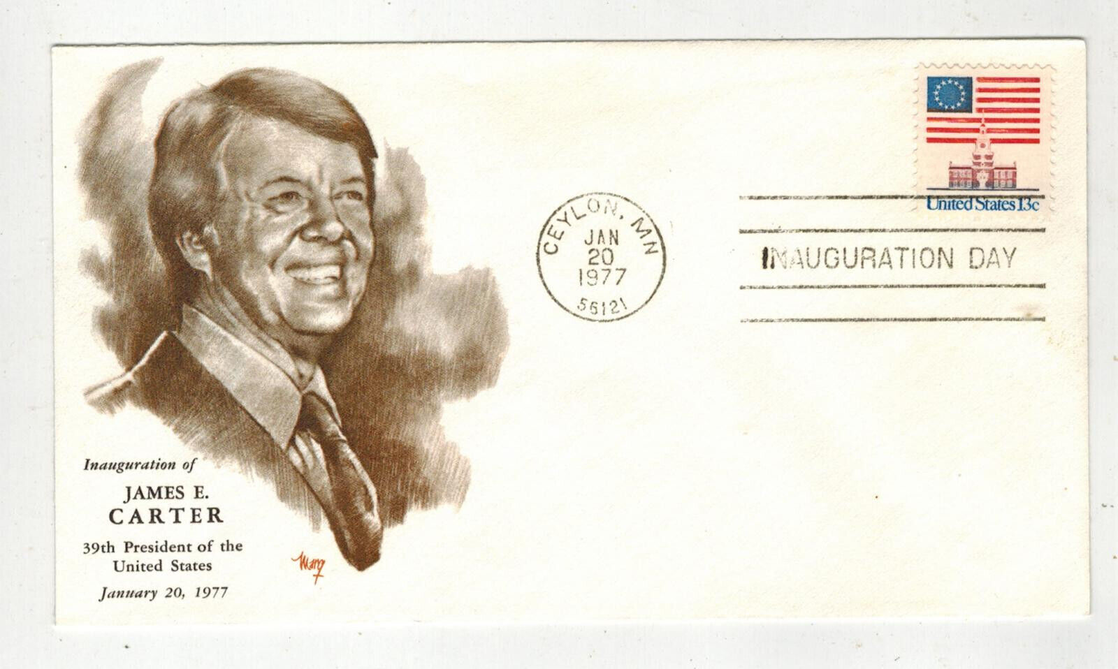 Jimmy Carter President Inauguration DAY 1977 Ceylon Minnesota Cancel ...