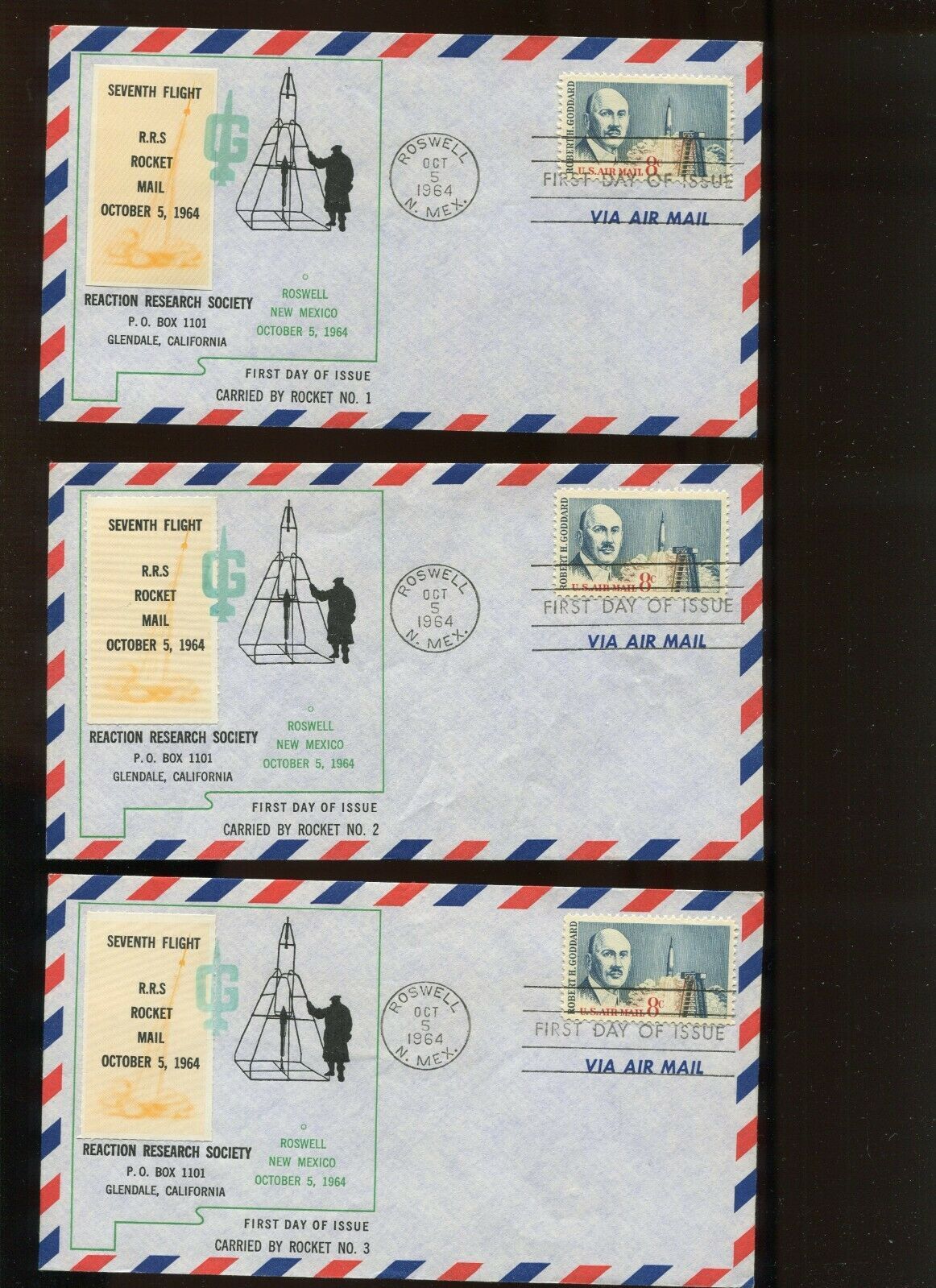 LOT of 5 1964 US Rocket Mail RRS 7th Flight Rocket 1 Thru 5 Covers (LV ...