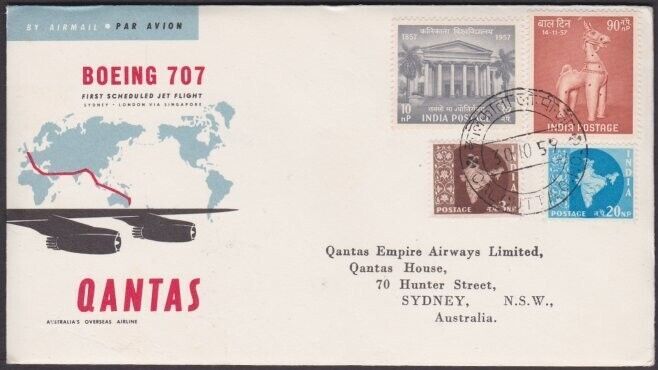 INDIA 1959 Qantas first flight cover Calcutta to Sydney, Australia ...