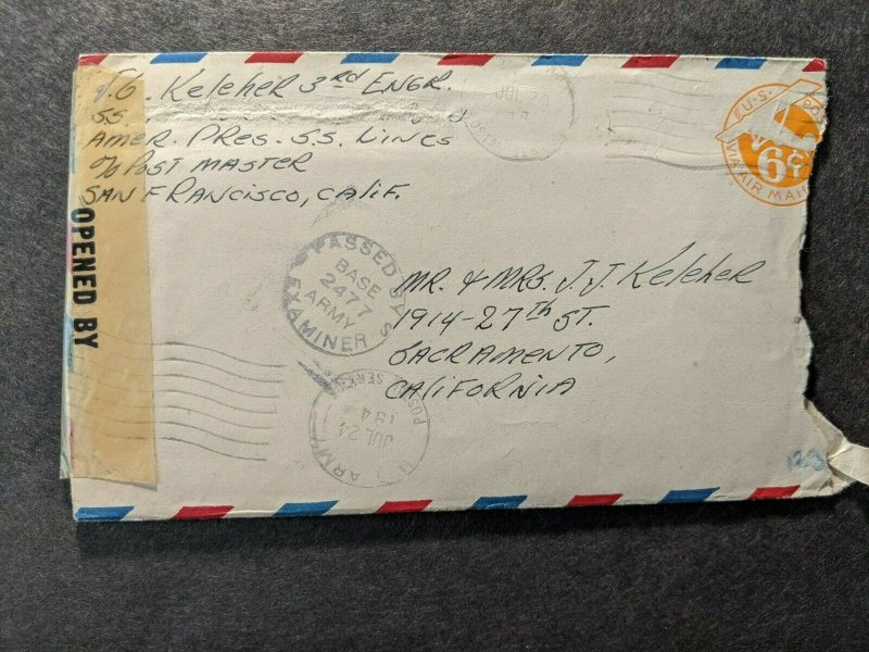 SS J. MAURICE THOMPSON Naval Cover 1944 Censored WWII Sailor's Mail w ...