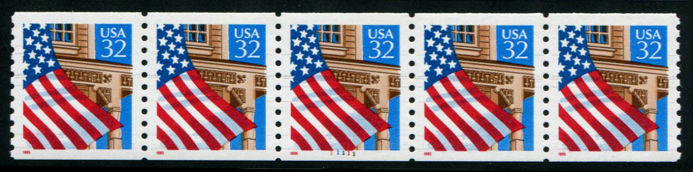 2913 US 32c Flag Over Porch coil, MNH PNC5 #11111 | United States ...