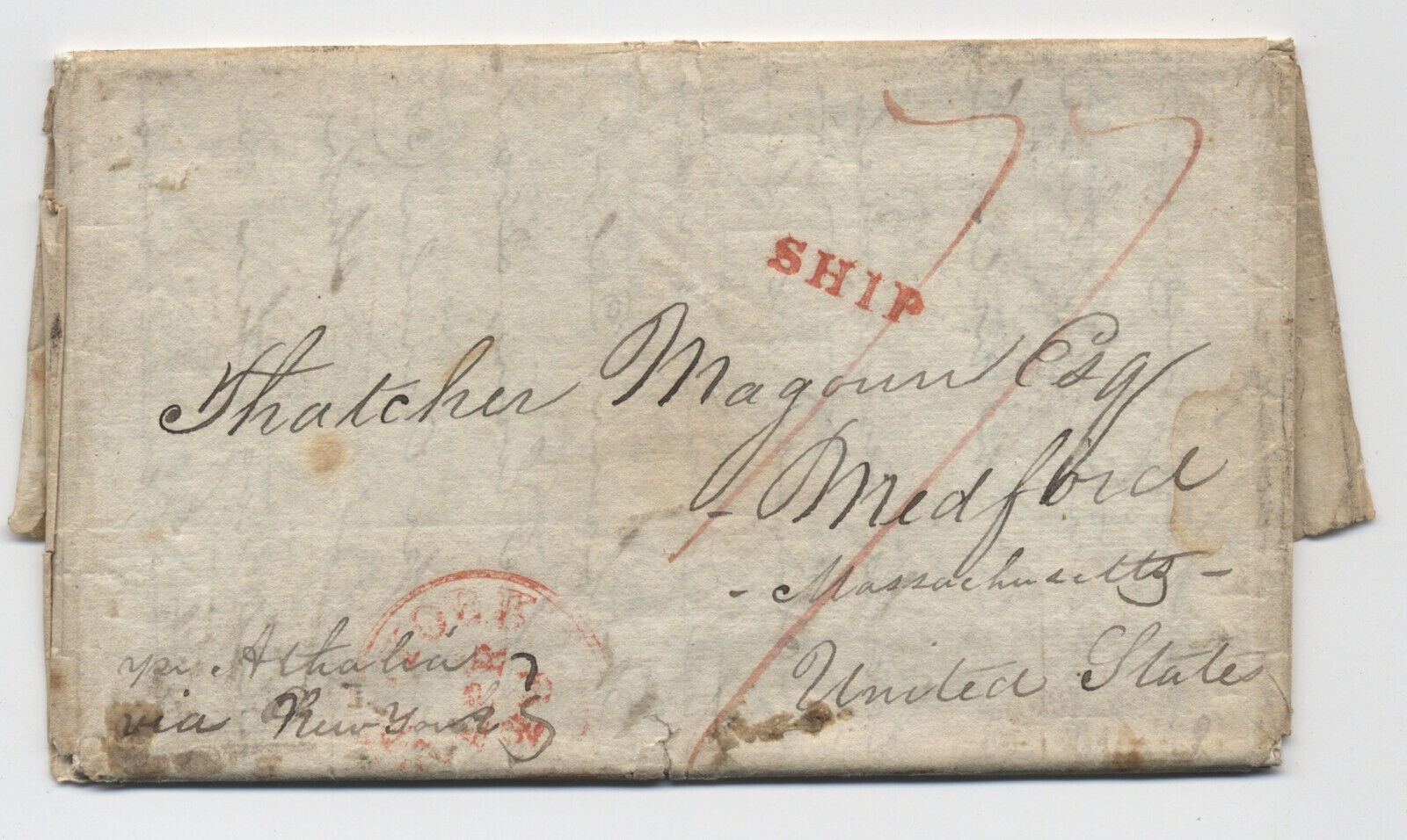 1831 New York incoming stampless ship letter from Brazil [6393.24 ...