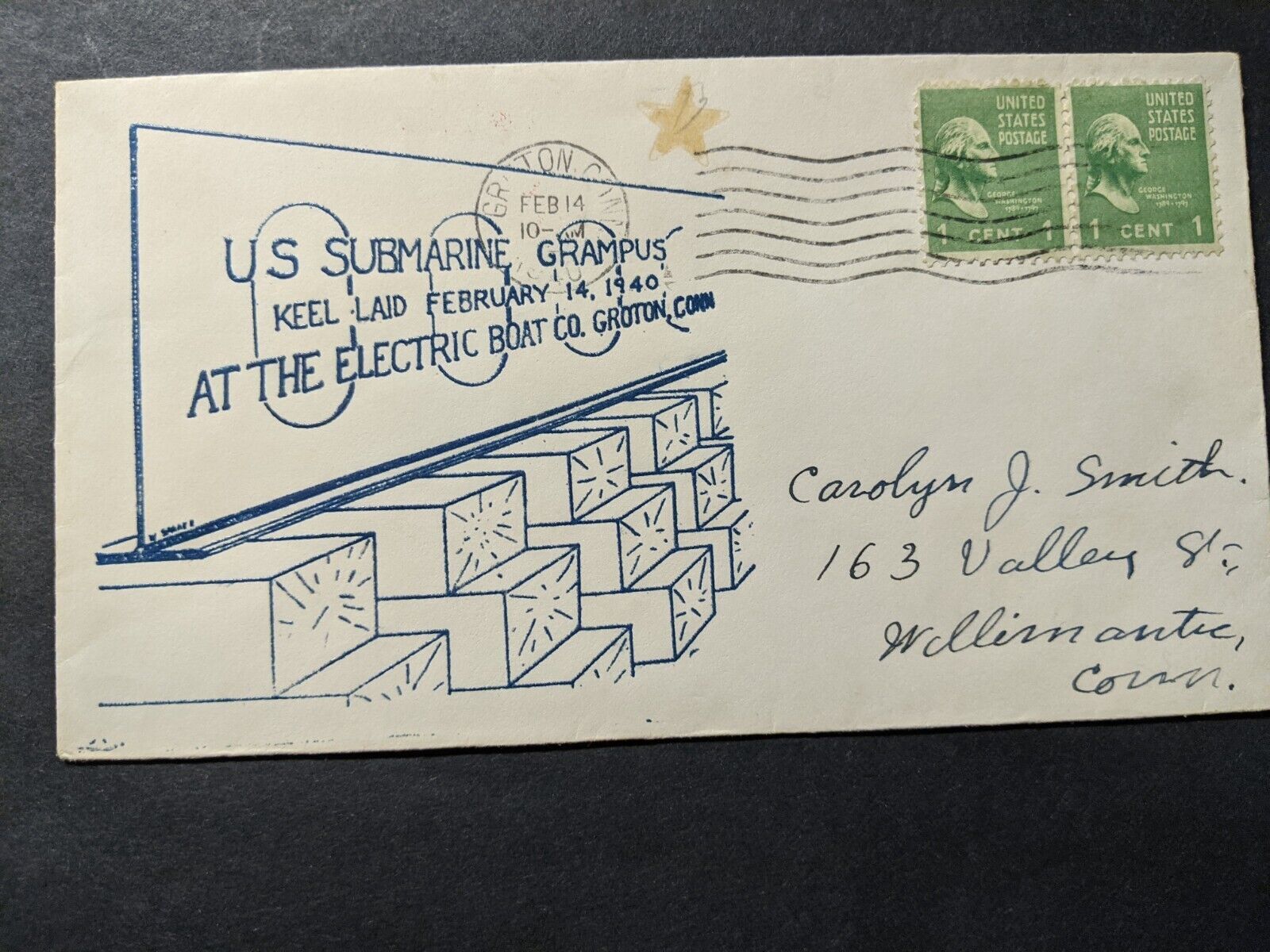 Submarine USS GRAMPUS SS-207 Naval Cover 1940 KEEL LAID Cachet SUNK ...