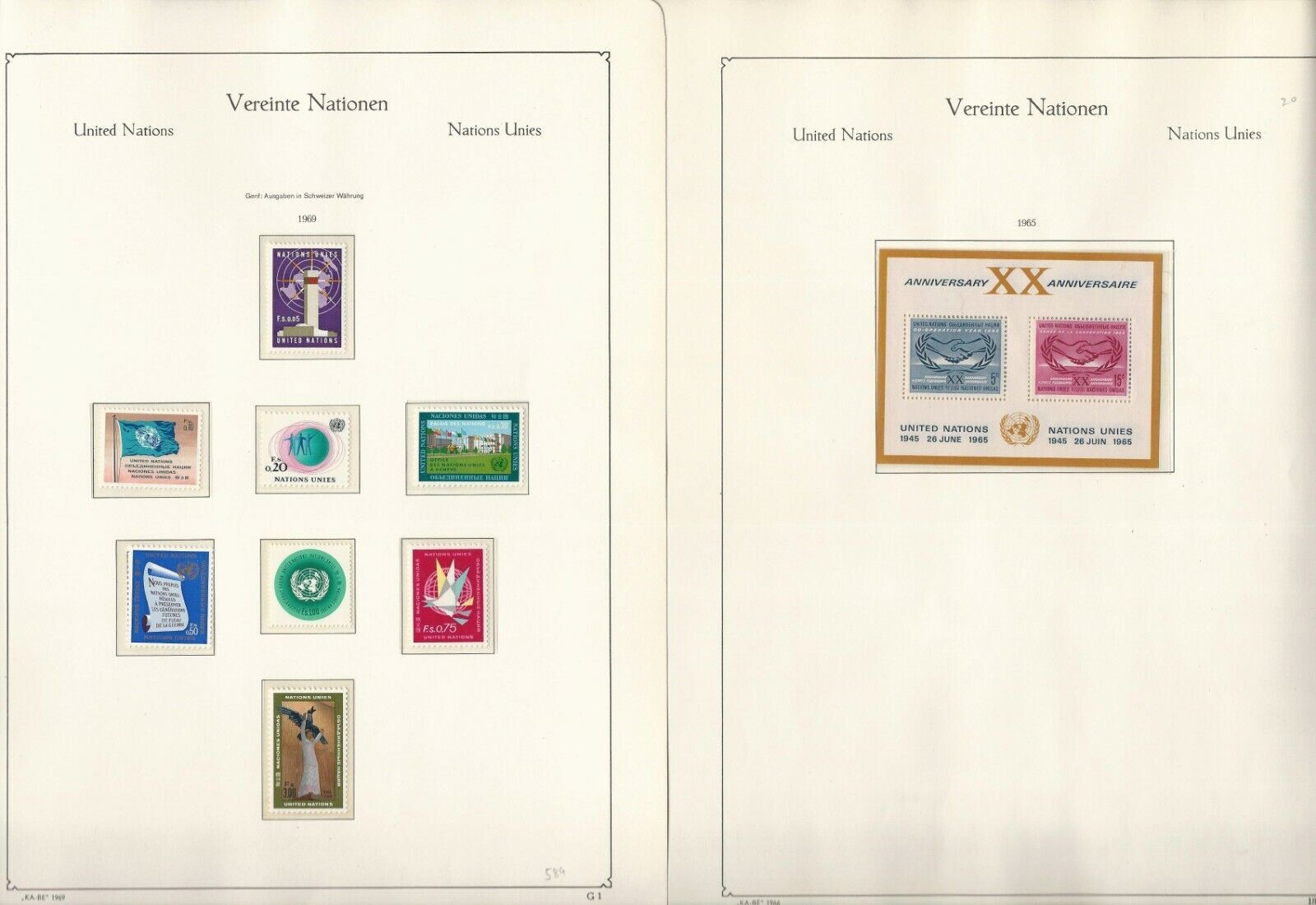 United Nations Stamp Collection on 22 KA-BE Pages, 1951-1969, JFZ ...