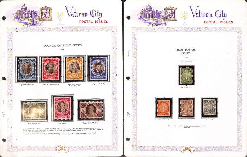 Vatican City Stamp Collection In White Ace Album, 1929-1954, Loaded ...