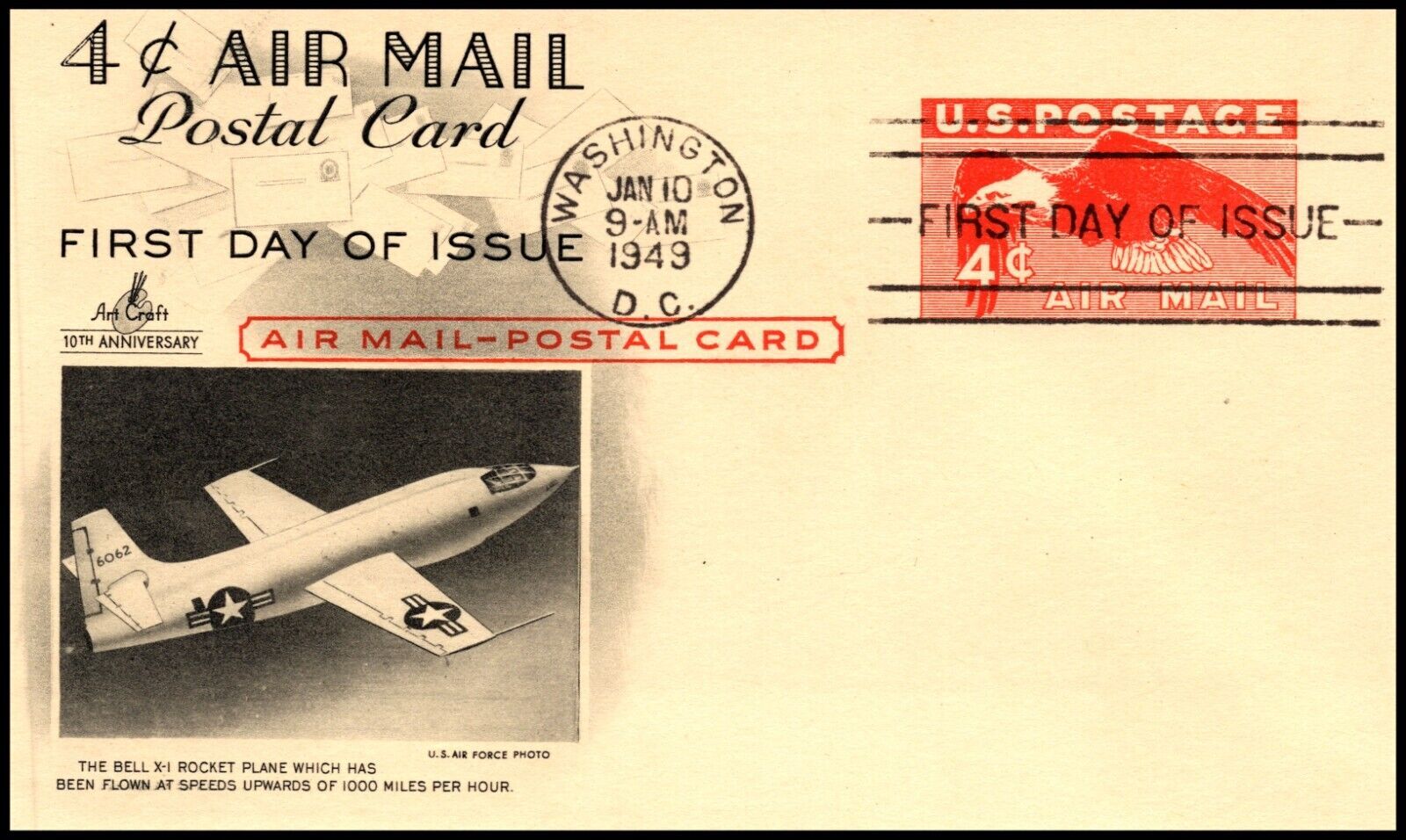 Scott UXC1 4 Cents Eagle Postcard Artcraft FDC - Unaddressed | United ...