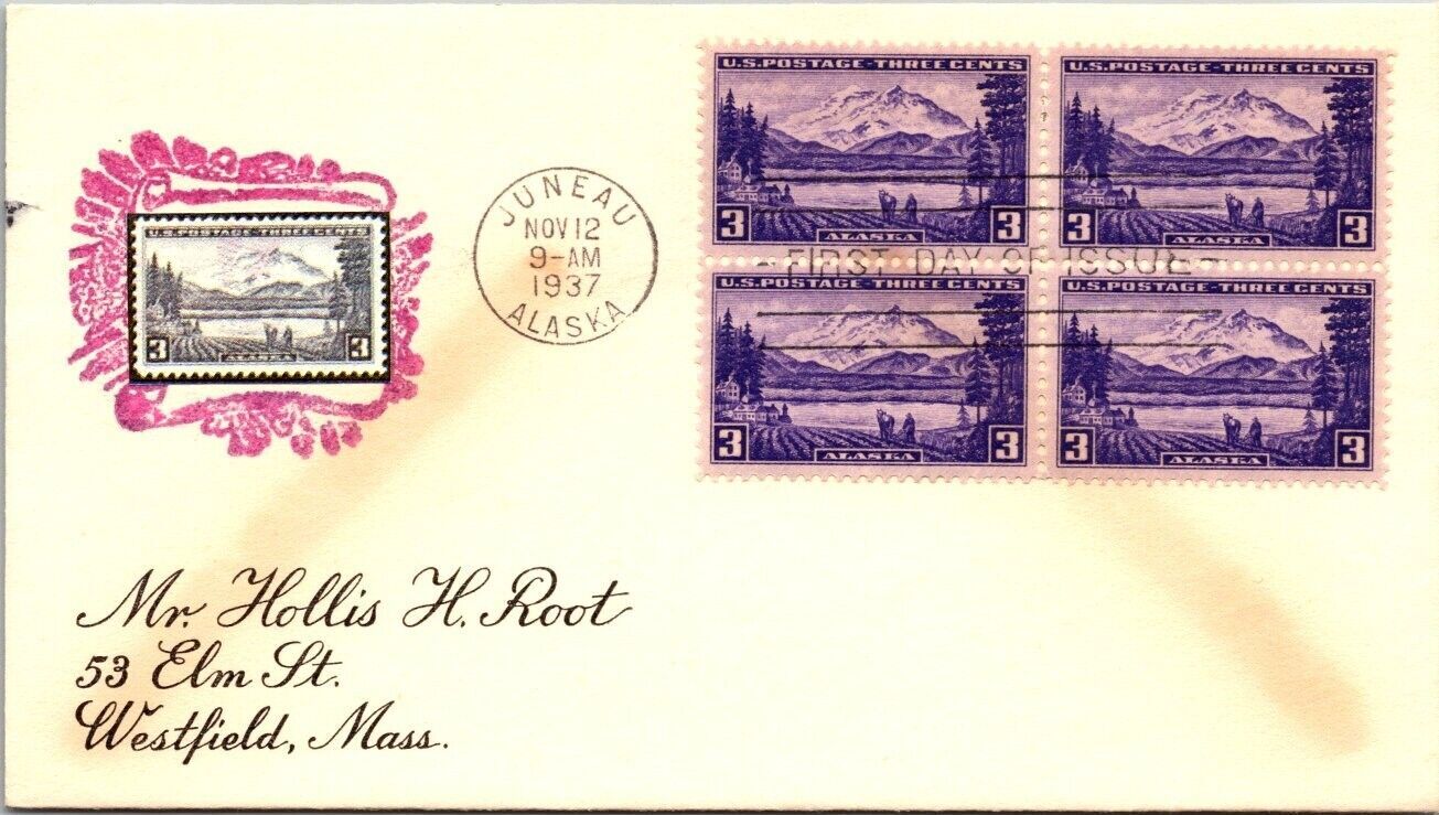 FDC 1937 SC #800-A272 No Cachet - Juneau, AK - Block of 4 - F62142 ...
