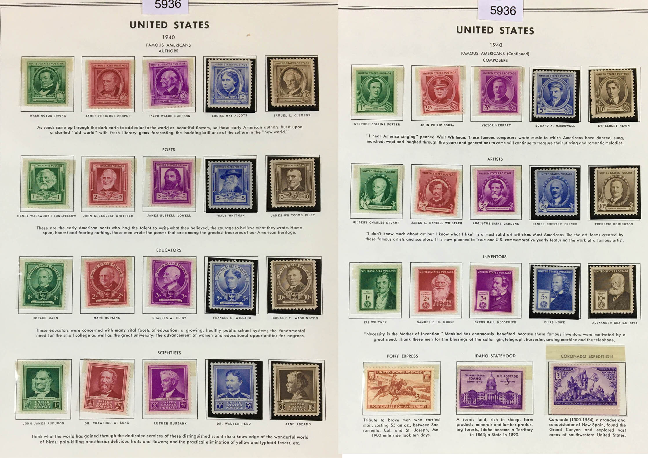 US Stamps #1940 Collecton Mint OG CAT. $ LOT #5936 | United States ...